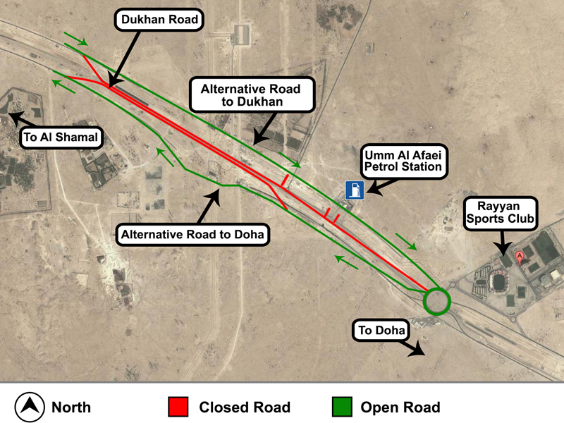 Two traffic diversions on Dukhan Road announced
