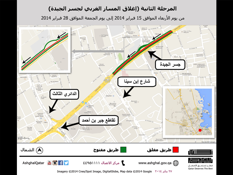 "أشغال" تعلن عن إغلاق جزئي مؤقت لجسر الجيدة