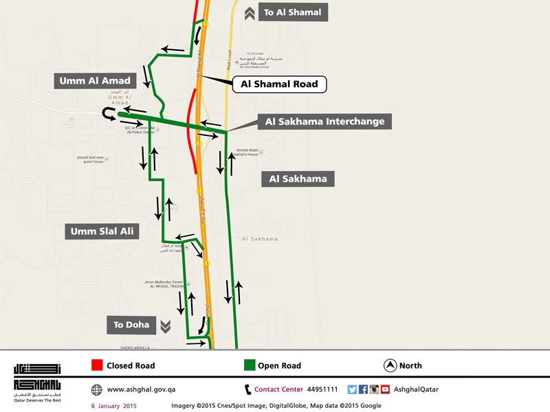 Closure and Diversion on Al Shamal Road