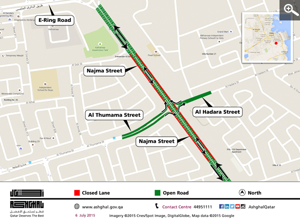 Temporary Closure of One Lane in Each Direction on Najma Street