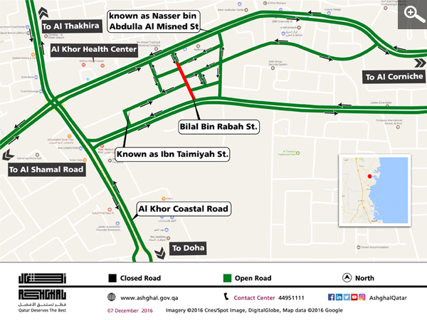 Closure on Bilal bin Rabah Street in Al Khor and on the Service Road on ...