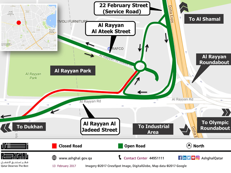 Temporary alternative route to access Al Rayyan Al Jadeed Street from ...
