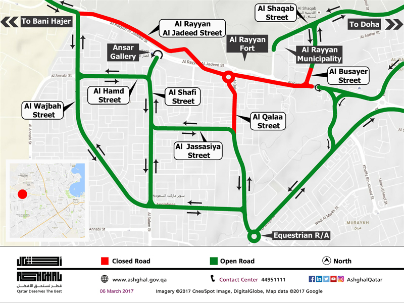 Major closure on part of Al Rayyan Al Jadeed Street and Two Branching ...