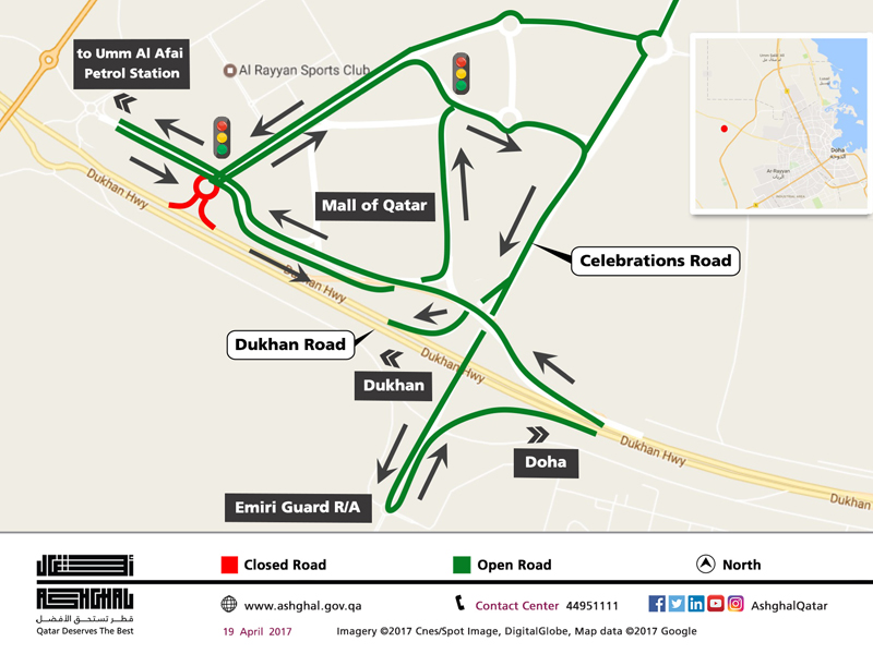 Convert the temporary roundabout near Qatar Mall to an intersection ...