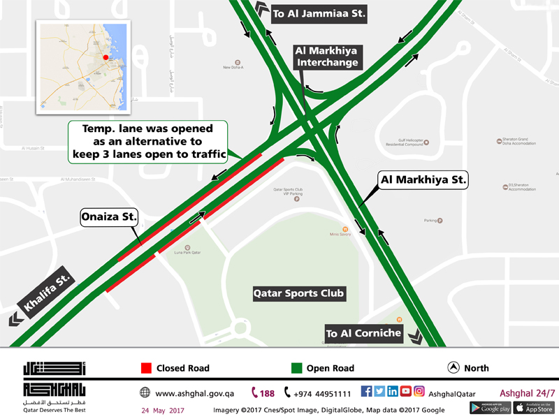 One Lane Closure in Each Direction on Onaiza Street Adjacent to Qatar ...