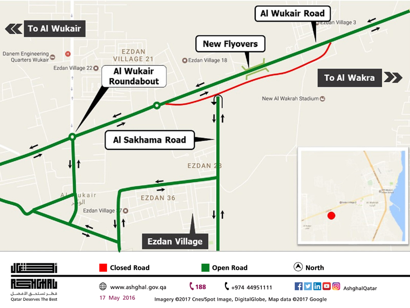Opens stretch of permanent road with two flyovers on Al Wukair Road