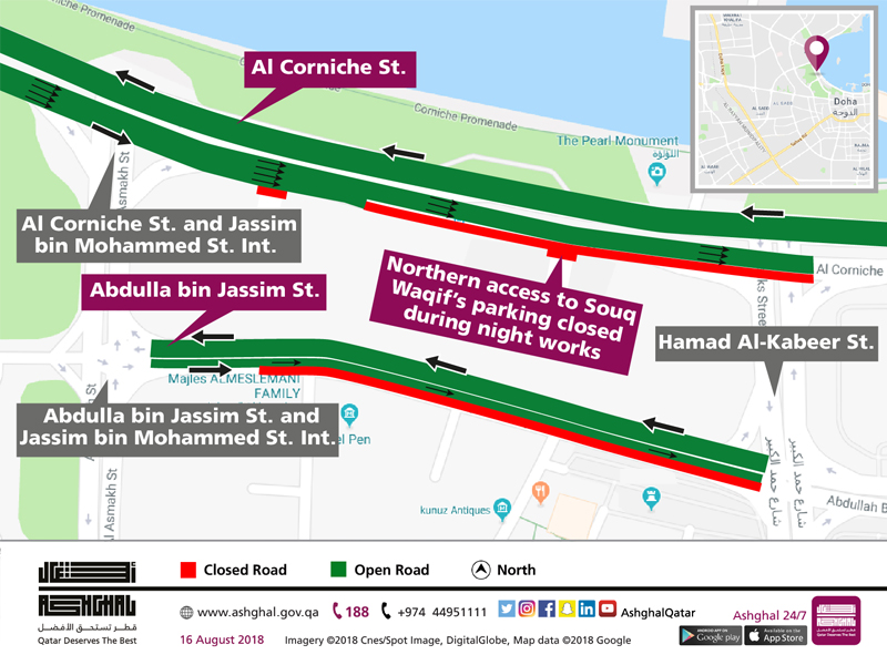 Partial Closure on One Lane of AlCorniche and Abdulla bin Jassim Streets