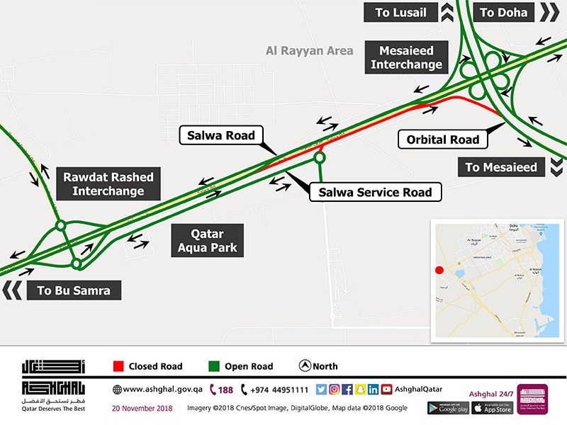 Four Days Temporary Diversion on Salwa Road Eastbound Carriageway between exit 29 and exit 24