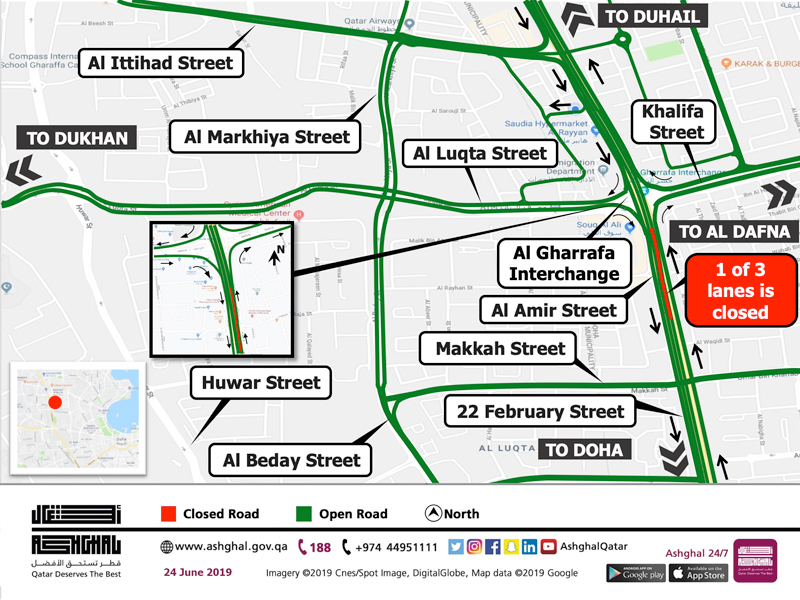 Temporary Closure of 1 lane of Al Gharrafa Bridge for 3 Weeks