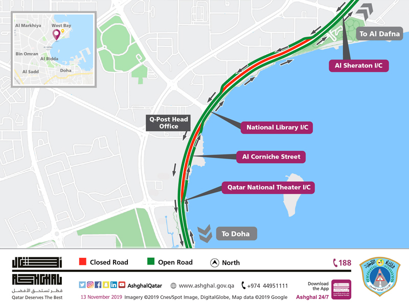 Partial Traffic Shift on Al Corniche Street 13 Nov 2019