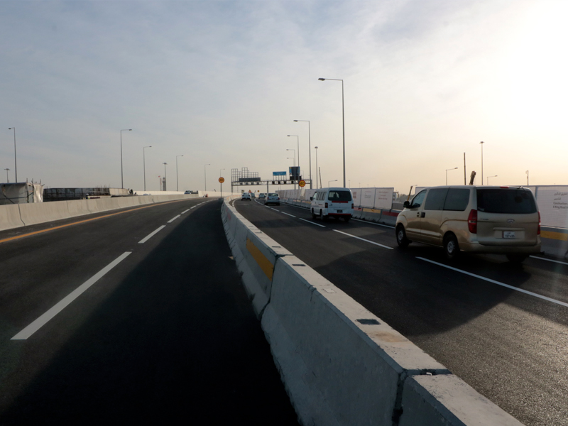 Partial opening of new bridge and underpass at Mesaimeer Interchange