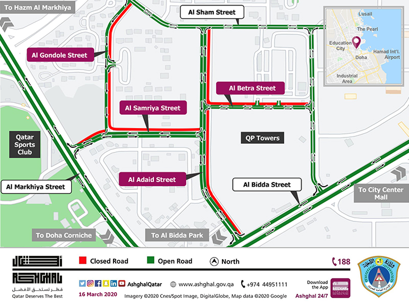 Traffic shift on some streets around Qatar Petroleum District in West Bay